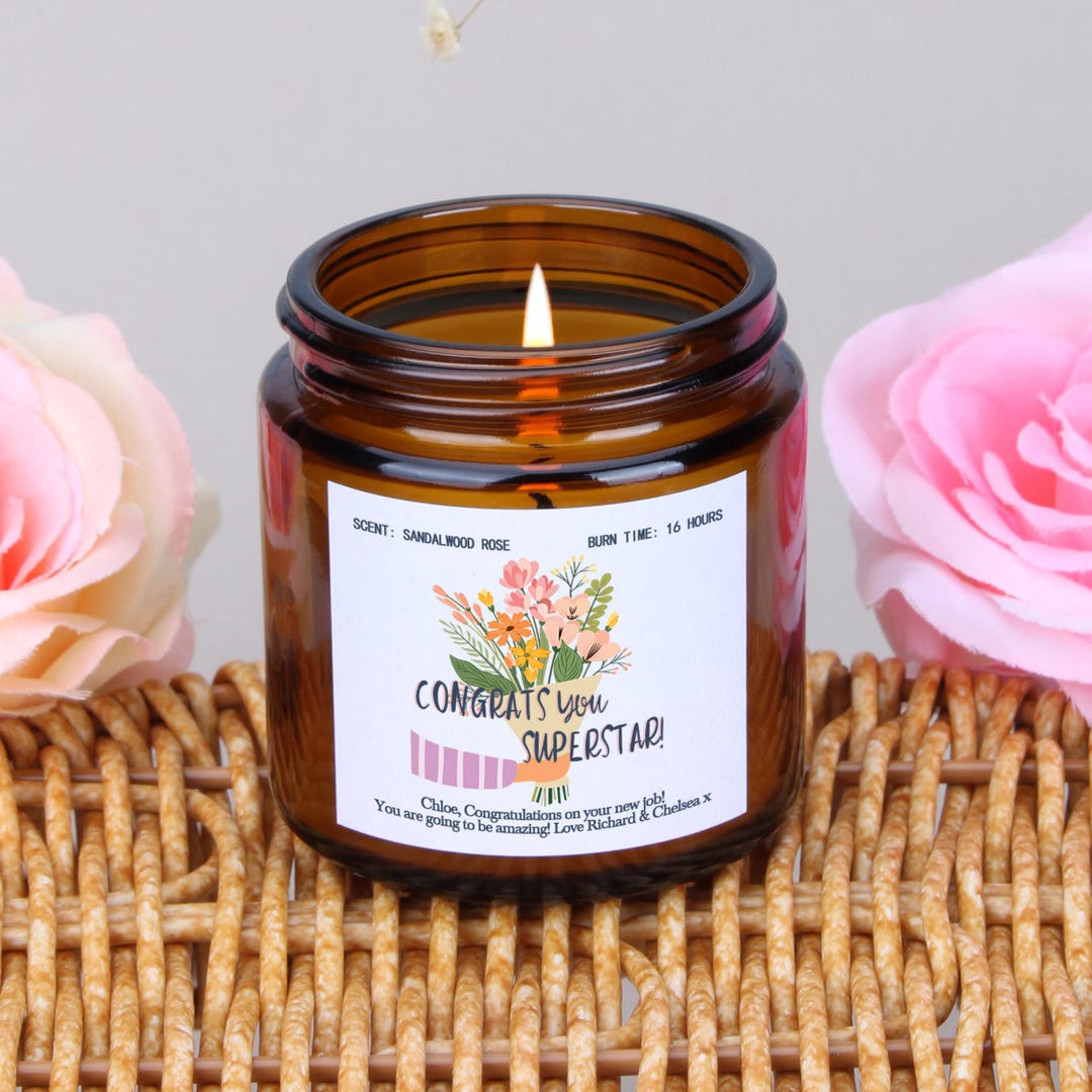 Personalised Congratulations Candle: Floral Apothecary Jar, Soy Wax - Etsy