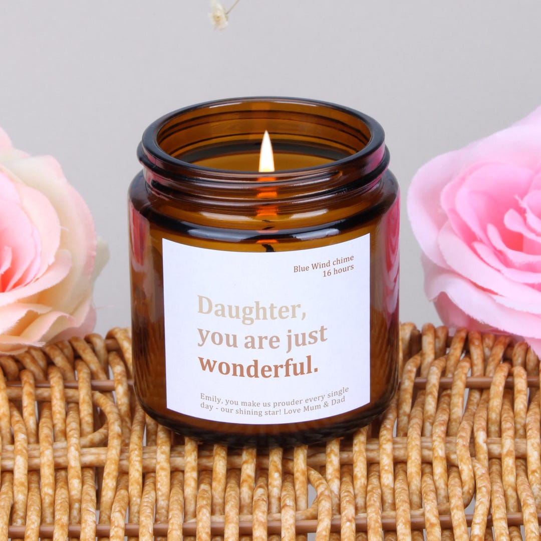 Personalised Daughter Candle Gift: Apothecary Jar, Soy Wax, Charming ...