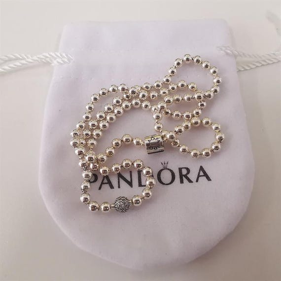 Beads and pave necklace pandora store