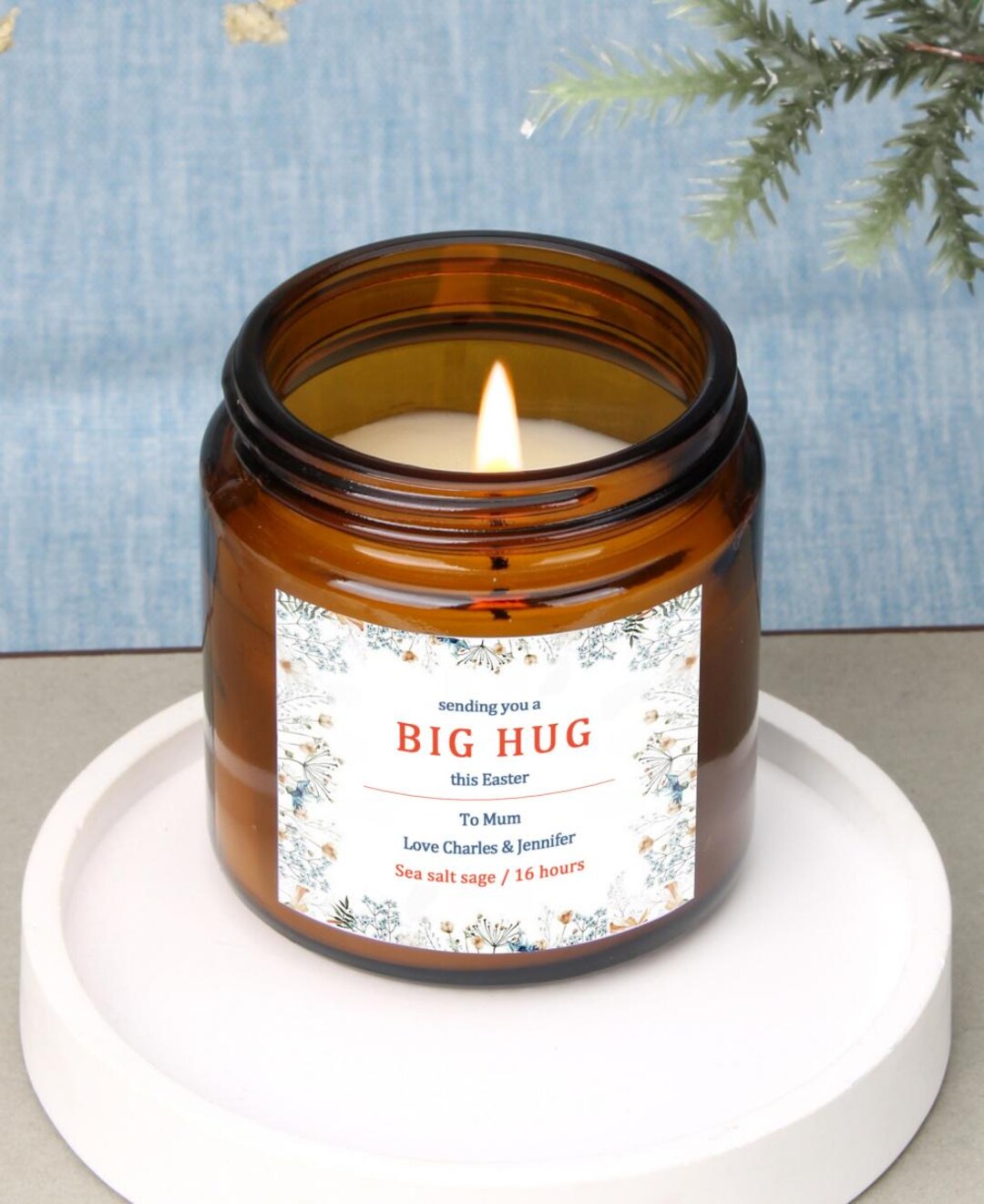 Personalised Easter Big Hug Candle: Wildflower Label, Soy Wax - Etsy