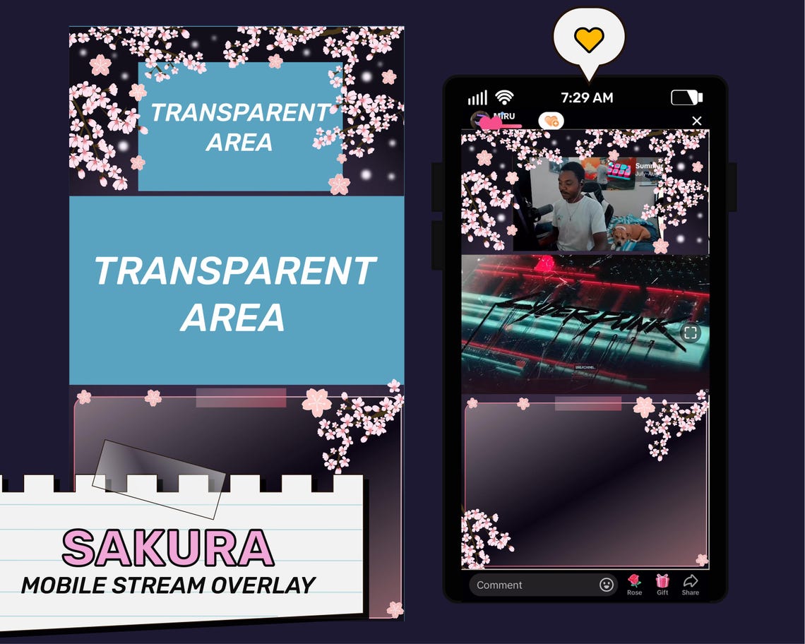 Sakura Stream Overlay | Tiktok Live Overlay Package | Mobile Overlay ...
