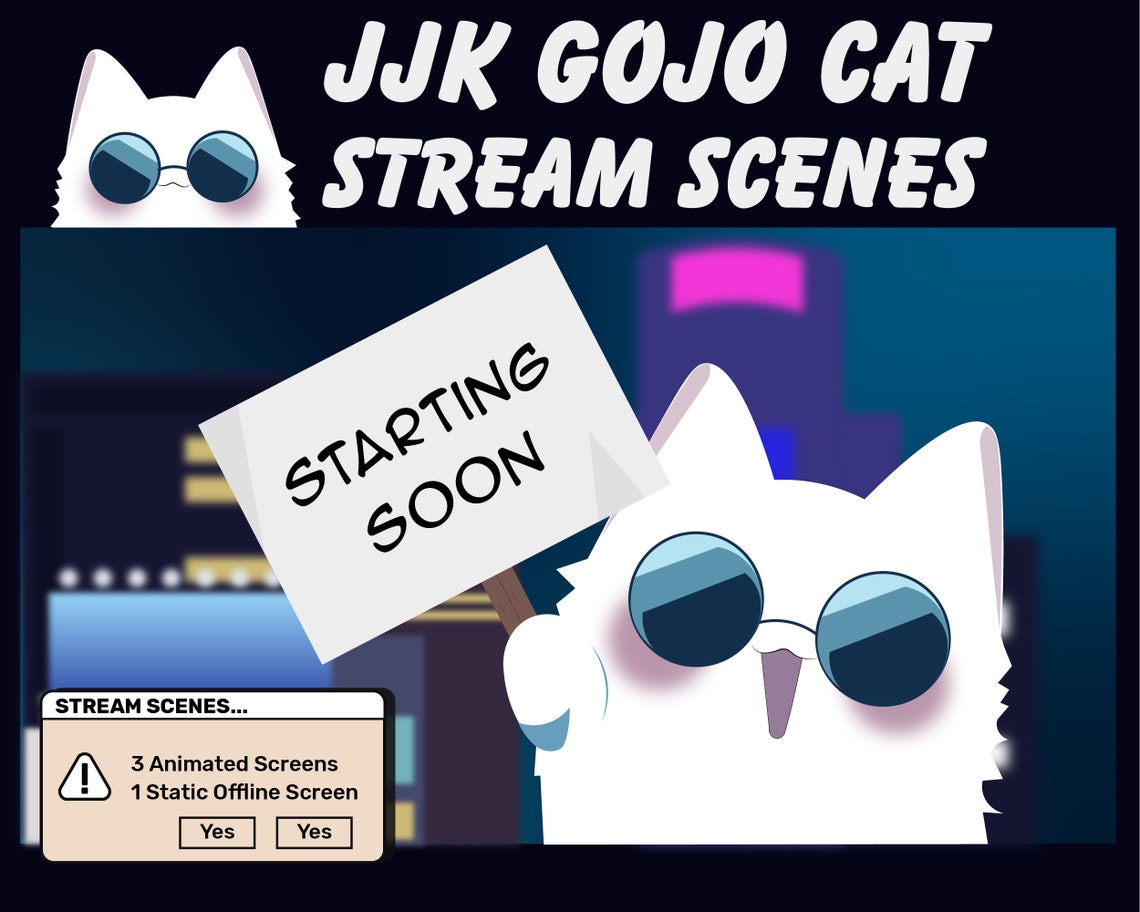 JJK Gojo Cat Animated Scenes | Seamless Loop Animation | Anime Themed ...