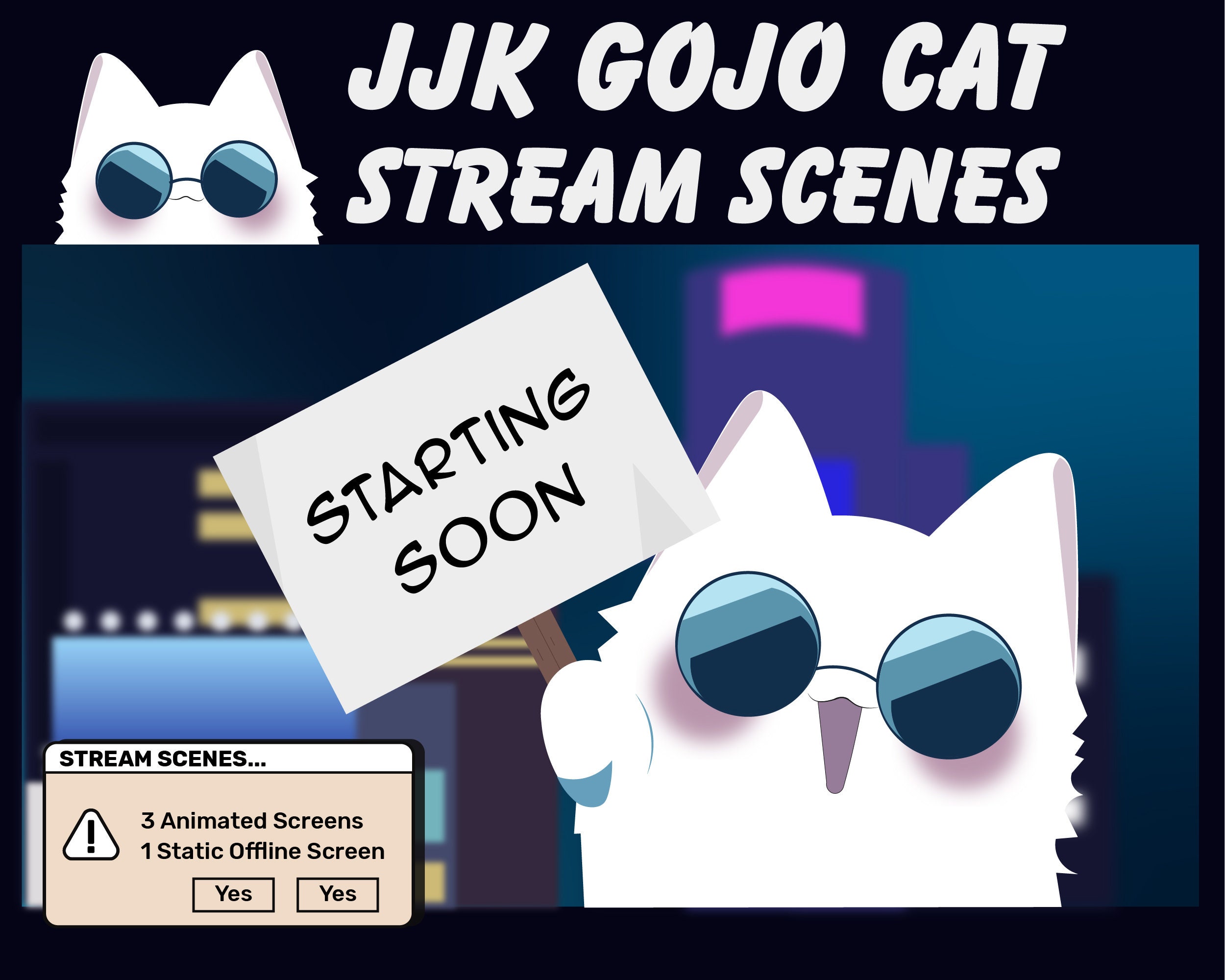 JJK Gojo Cat Animated Scenes | Seamless Loop Animation | Anime Themed ...
