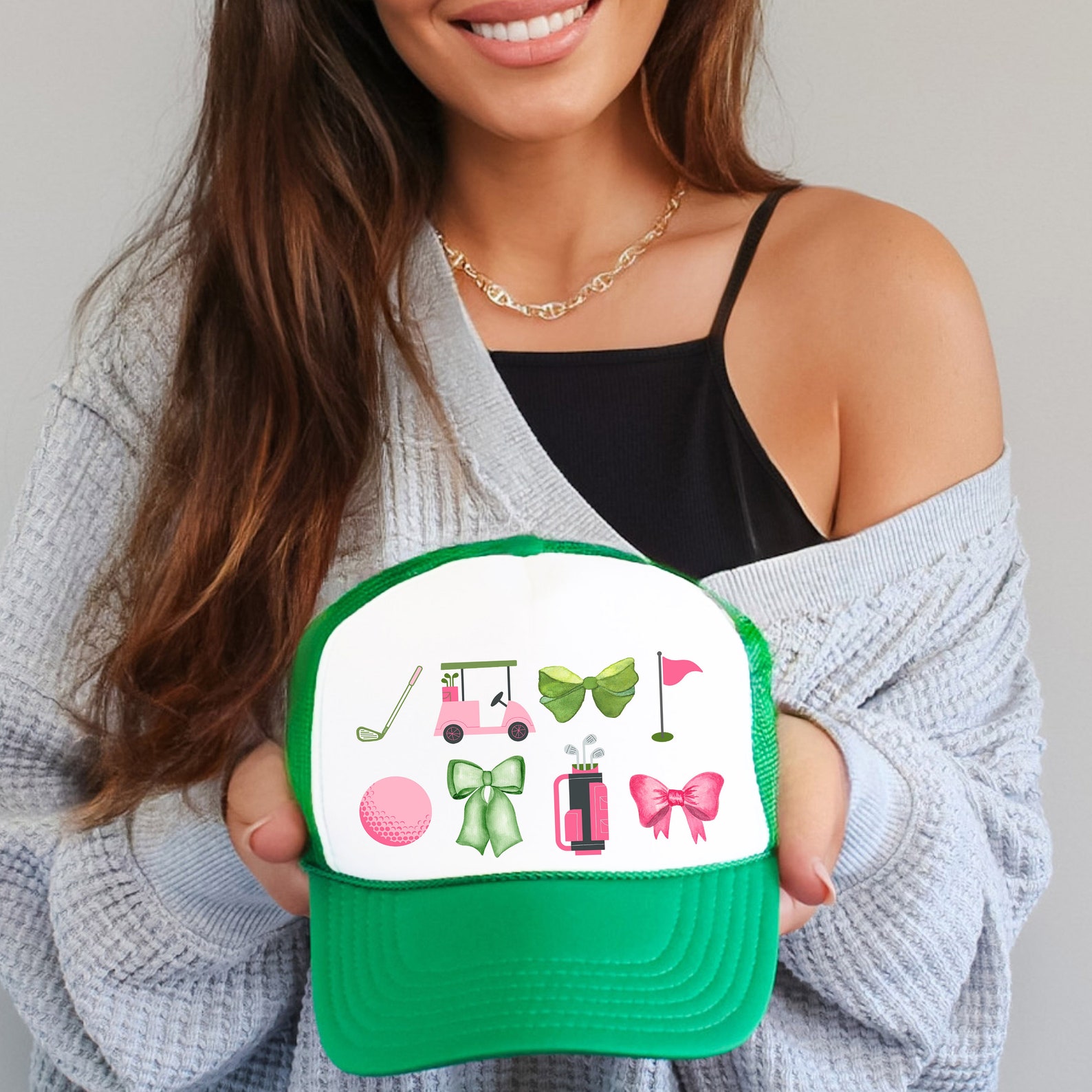 Girly Graphic Golf Trucker Hat for Women and Teens Summer Golfing ...