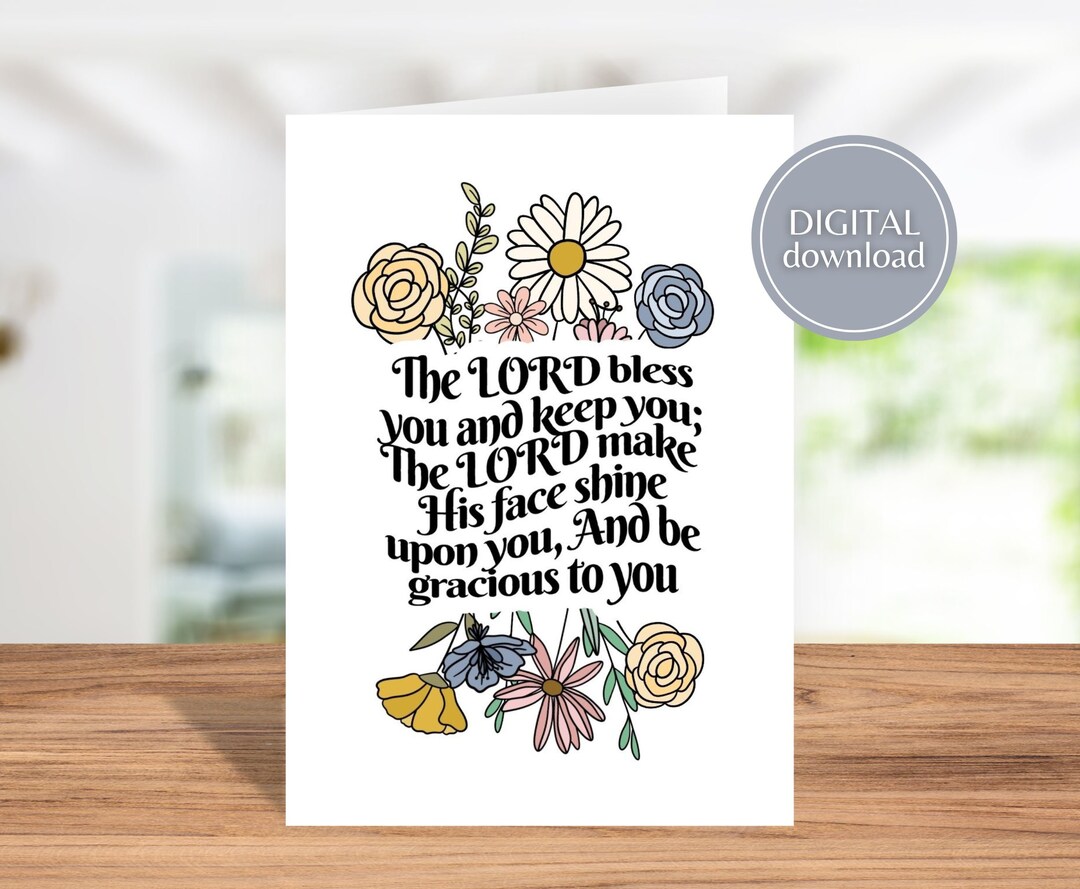 Christian Floral Card Printable, Faith Based Card, Bible Verse Card ...