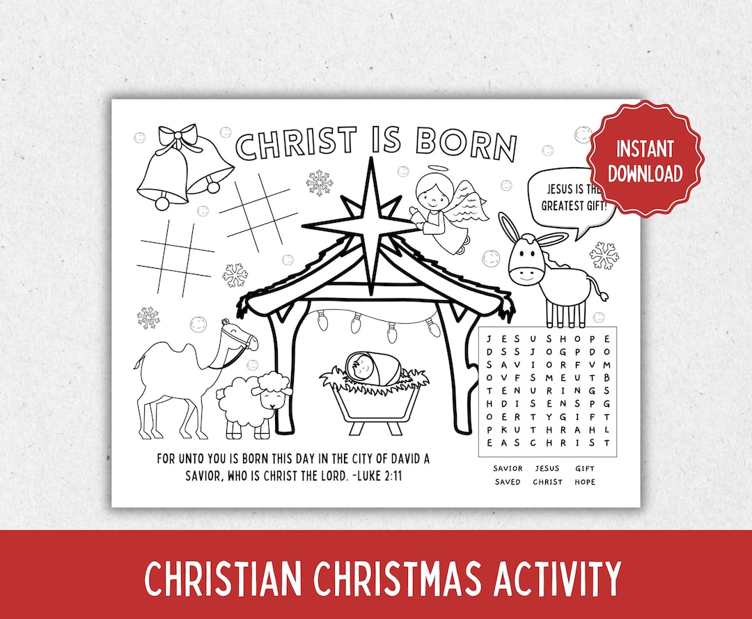 Christian Christmas Activity Sheet, Instant Download, Pdf Download ...
