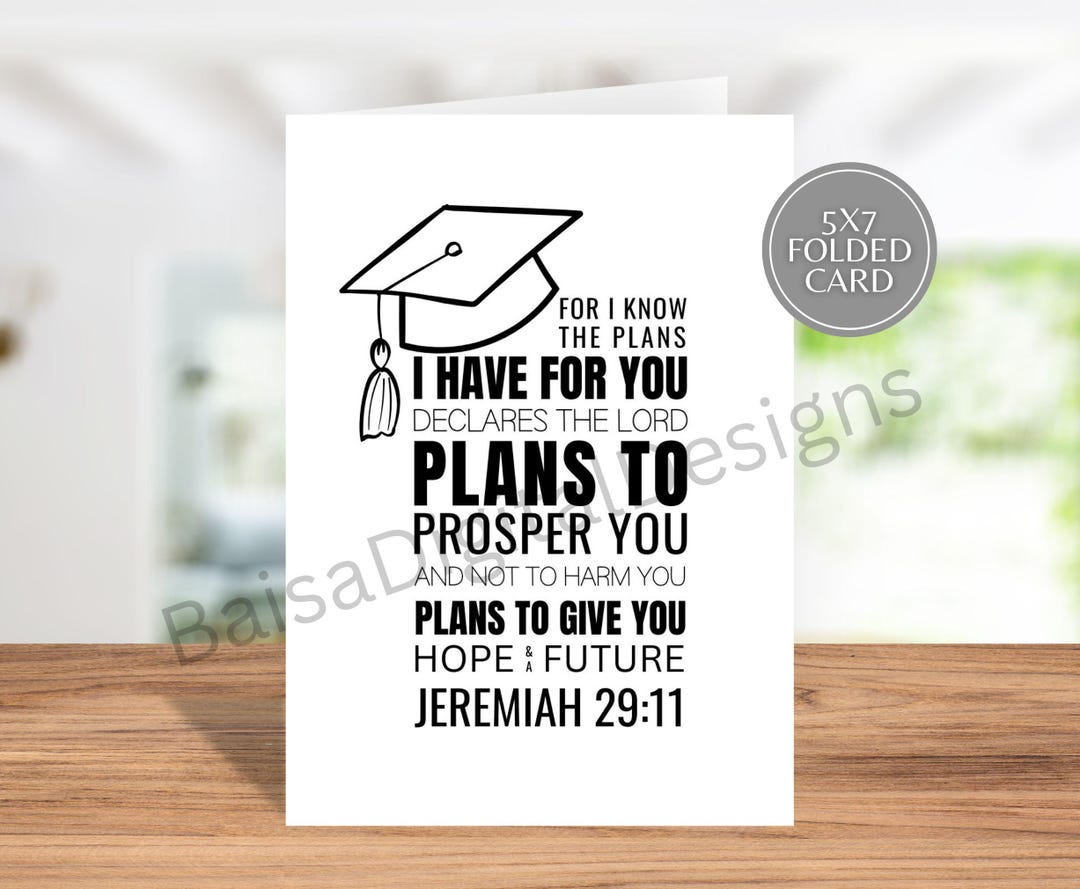 Christian Graduation Card, Jeremiah 29:11, Graduation Card Printable ...