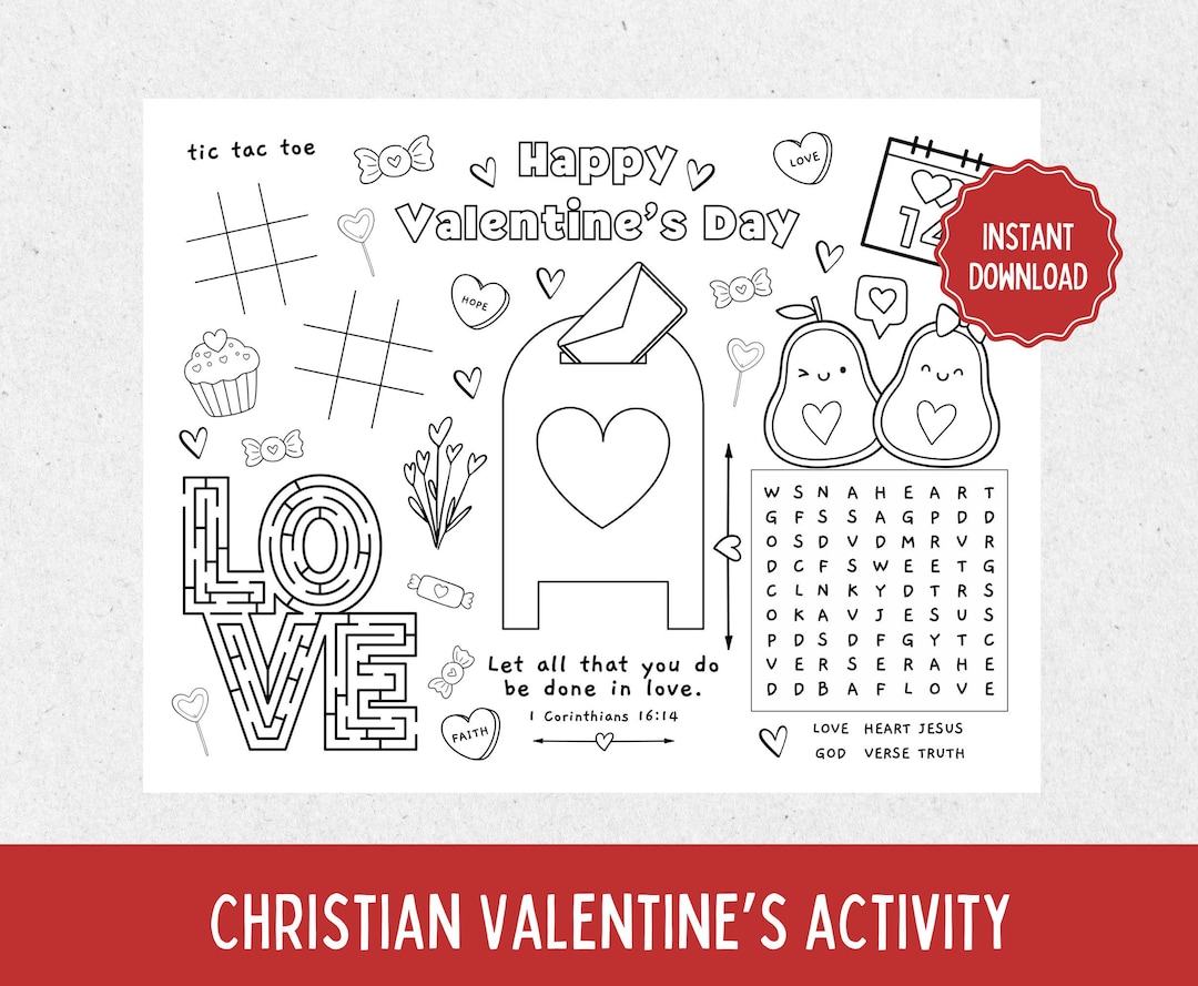 Christian Valentine’s Activity Sheet, Instant Download, Pdf, Christian ...