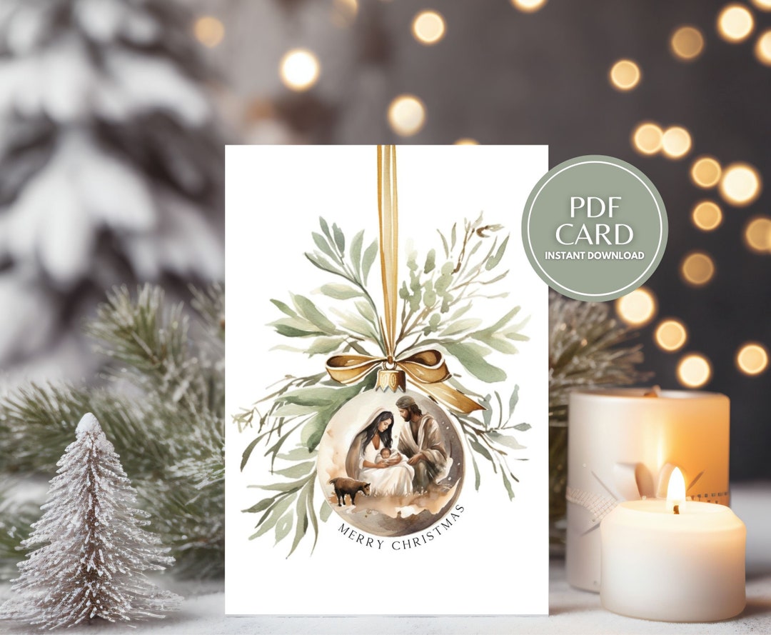 Christian Christmas Card, Nativity Card Printable, Christian Card Print ...