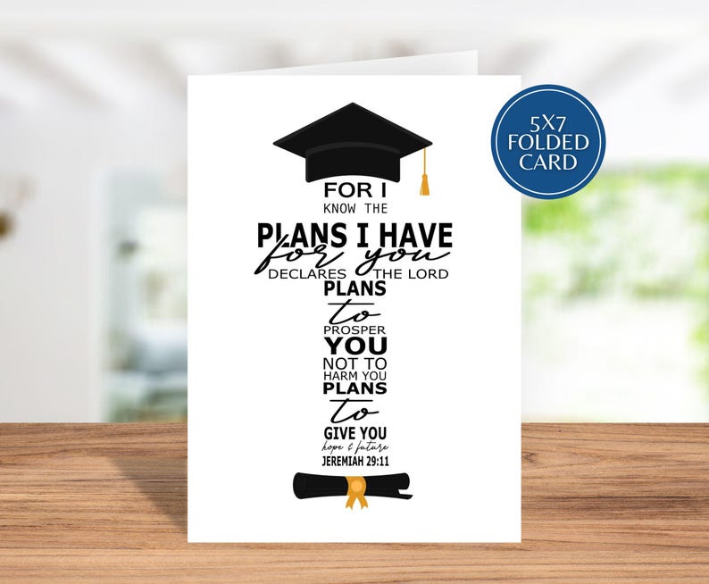 Printable Christian Graduation Card, Jeremiah 29:11, DIY Graduation ...