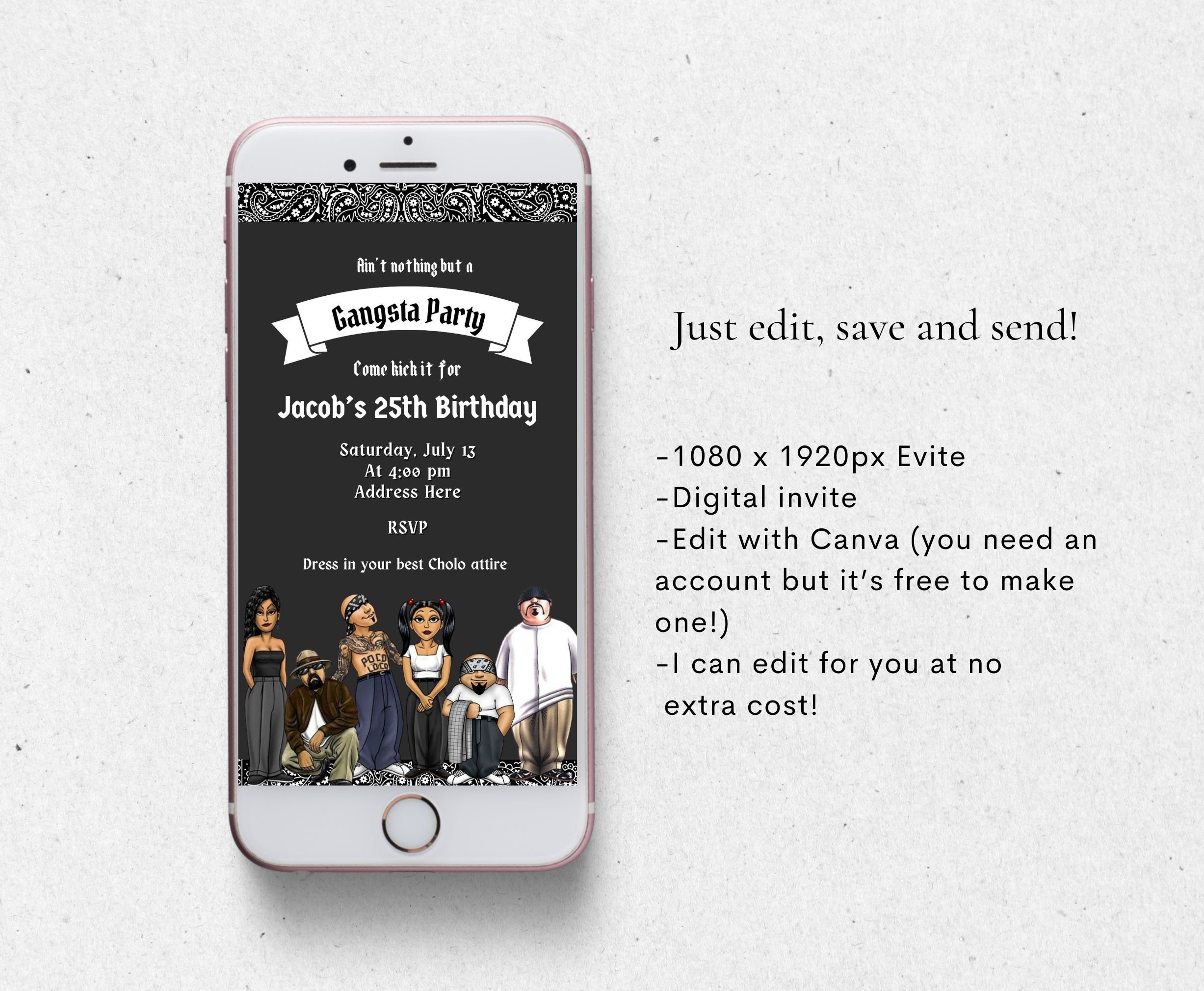 Editable Cholo Invite, Digital Invite, Digital Download, Cholo Party ...