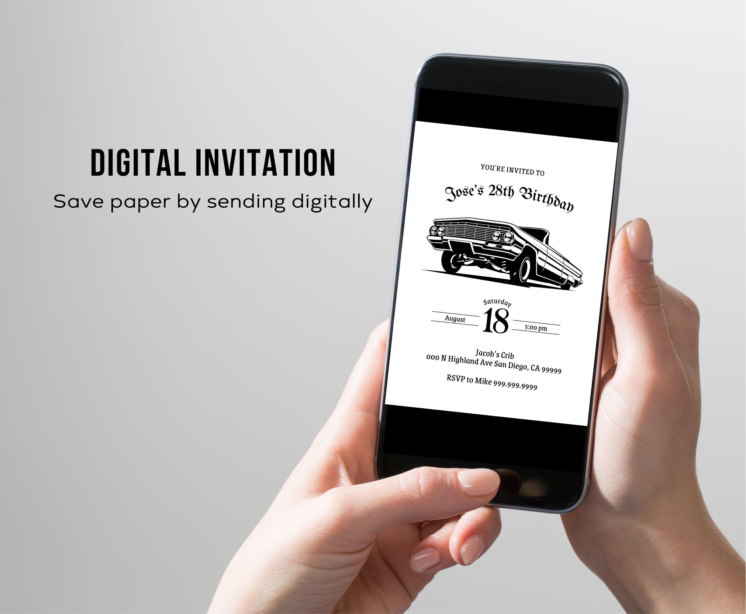 Editable Lowrider Invite, Digital Download, Classic Car Invite ...