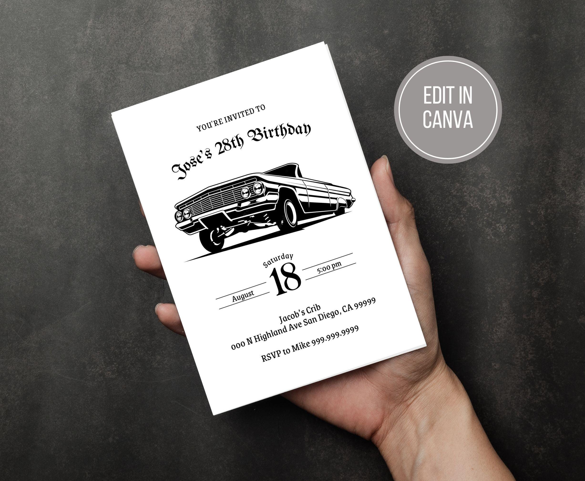 Editable Lowrider Invite, Digital Download, Classic Car Invite ...