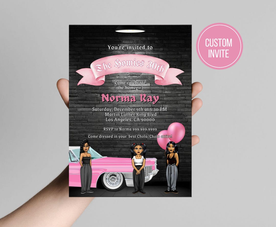 Custom Pink Chola Invite, Digital Download, Chola and Cholo Party Theme ...