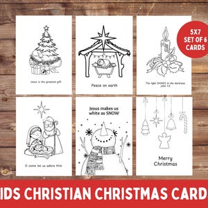 Set of 6 Printable Christian Christmas Cards, Kids Cards, Christian ...