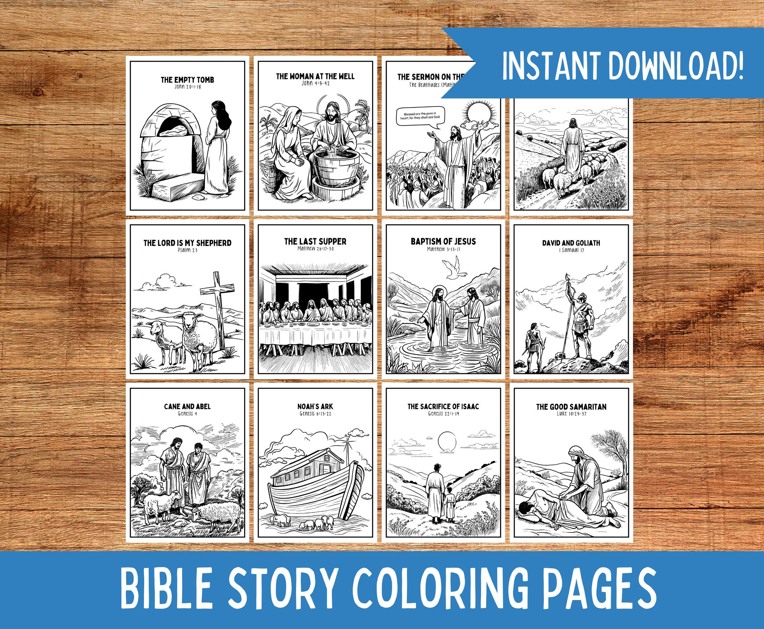 Bible Story Coloring Sheets, Sunday School Activity, Christian ...