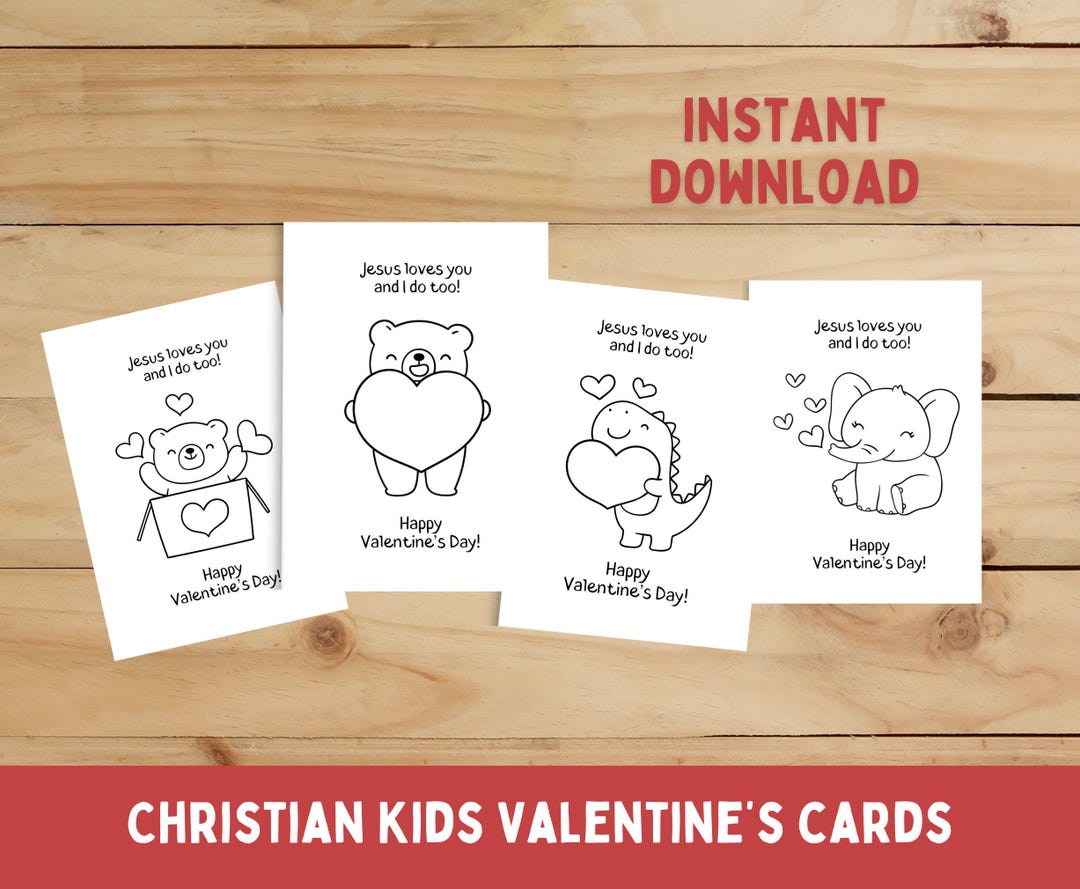 Christian Valentines Cards for Kids, Instant Download, Pdf, Christian ...