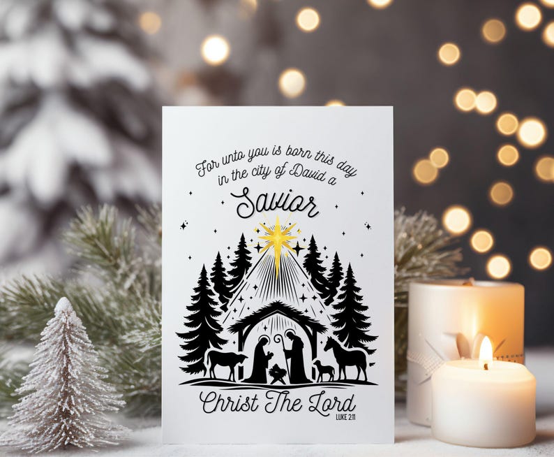 Set of 6 Printable Christian Christmas Cards, Christian Card Bundle ...