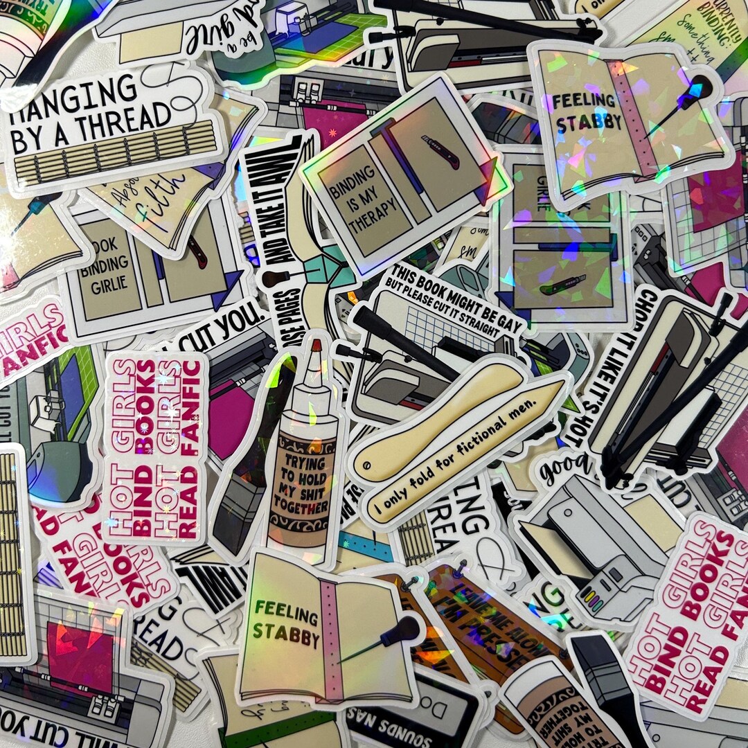 Bookbinding Themed Stickers Bundle | Weatherproof Vinyl Sticker - Etsy