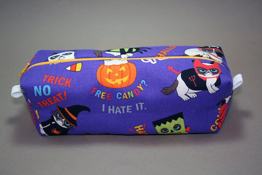Boxy Makeup Bag Grumpy Cat Trick No Treat Print Pencil - Etsy