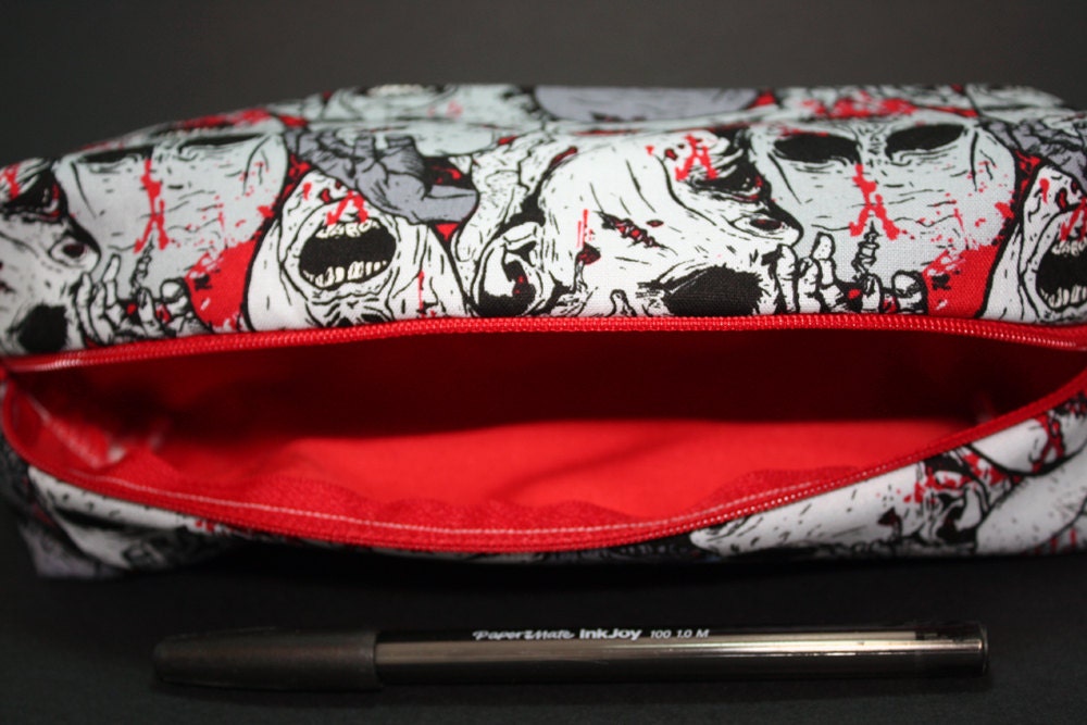 Boxy Makeup Bag Bloody Zombie Heads Zipper Pencil Pouch | Etsy