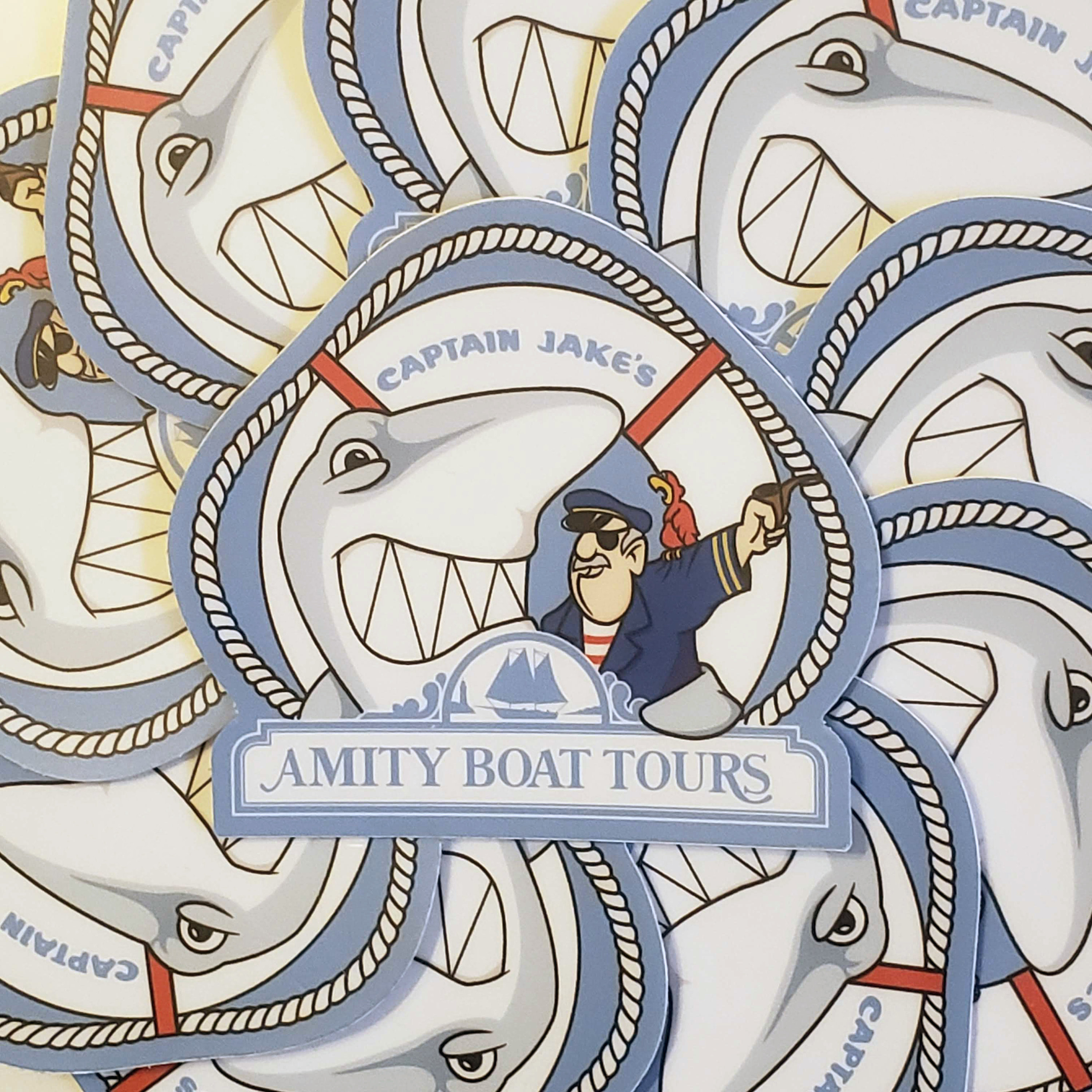 Amity Boat Tours Die Cut Sticker Captain Jake and Sharkey | Etsy