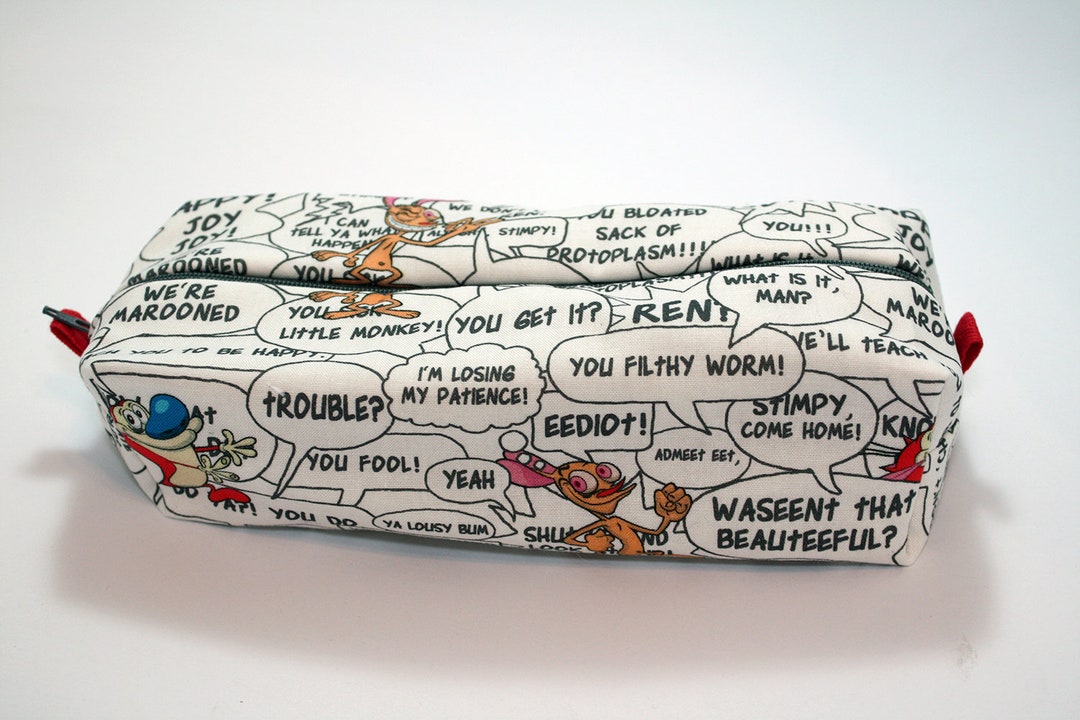 Boxy Makeup Bag - Ren and Stimpy Chatter Quotes Zipper - Pencil Pouch ...