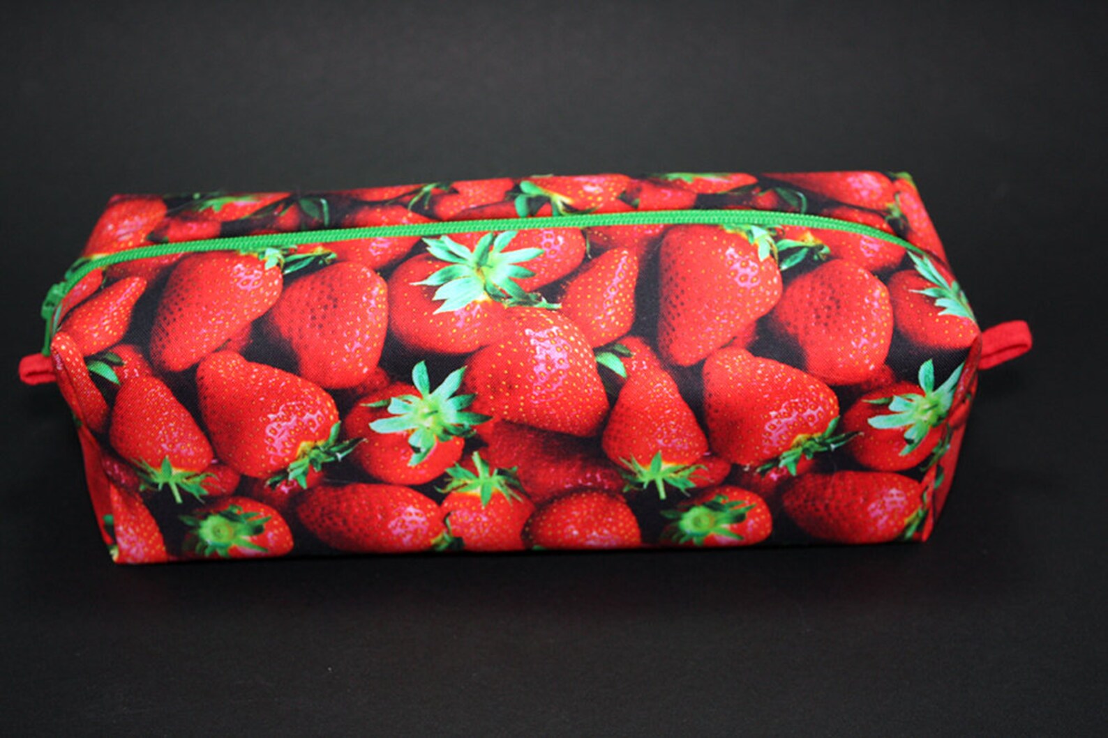Boxy Makeup Bag- Fresh Picked Strawberry Print- Pencil Pouch - Digital ...