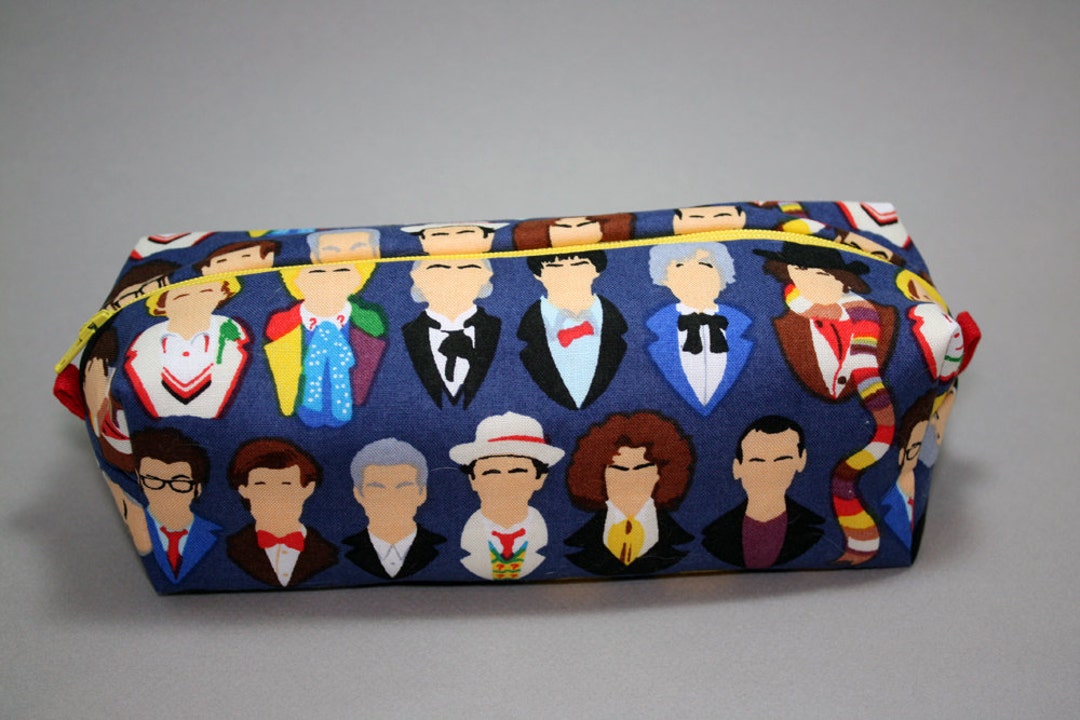 Boxy Makeup Bag - the Doctors Print Zipper - Pencil Pouch - Doctor Who ...