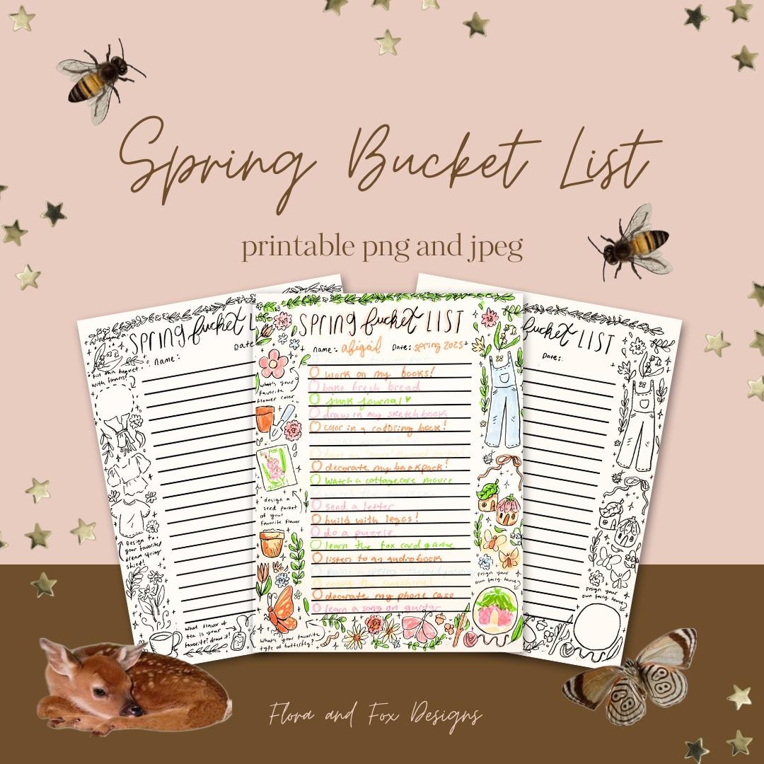 Spring Bucket List*cozy Springcoloring Page*aesthetic Spring Art ...
