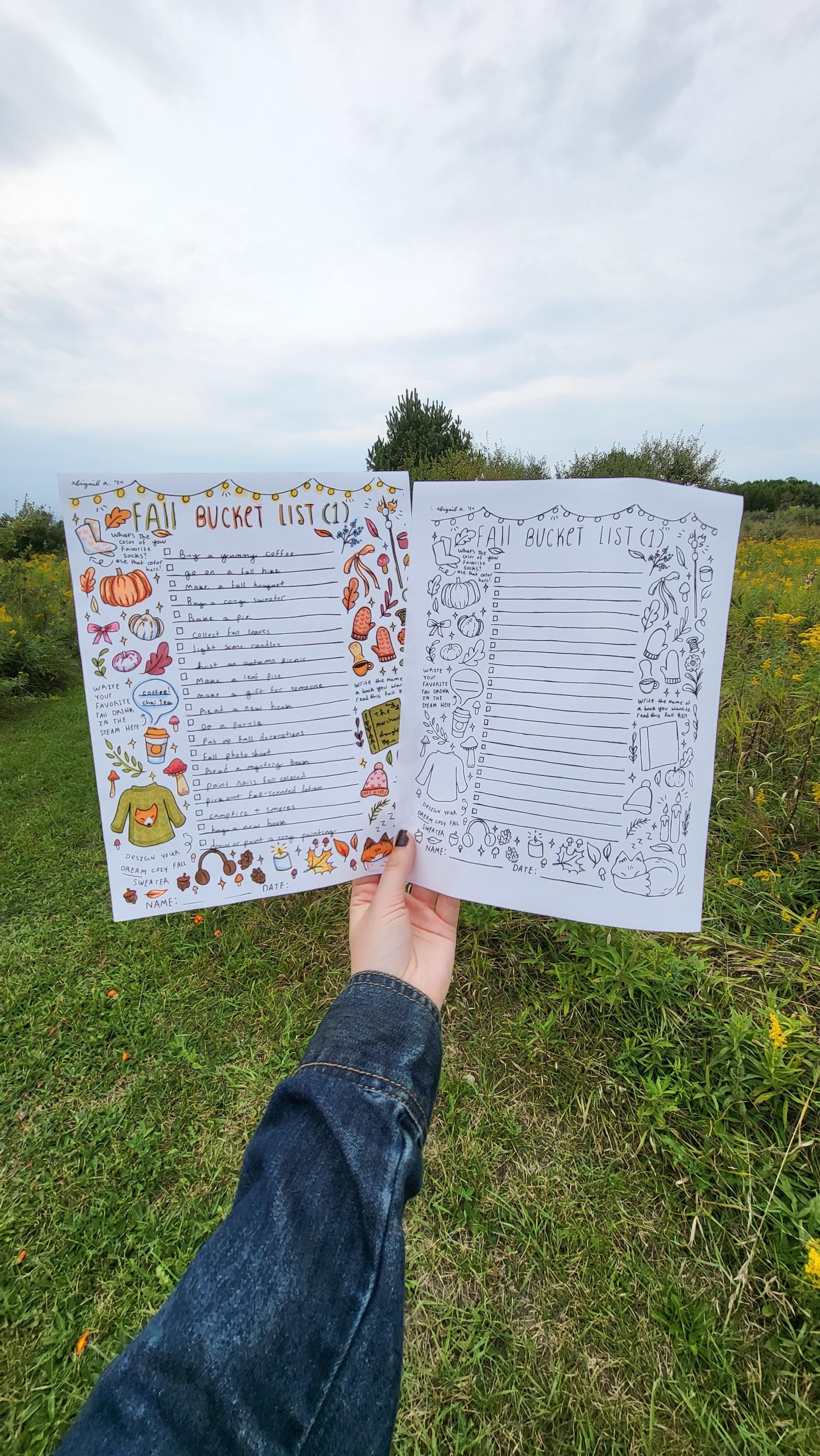 Fall Bucket List*cozy Fall Coloring Page*aesthetic Fall Art*aesthetic ...