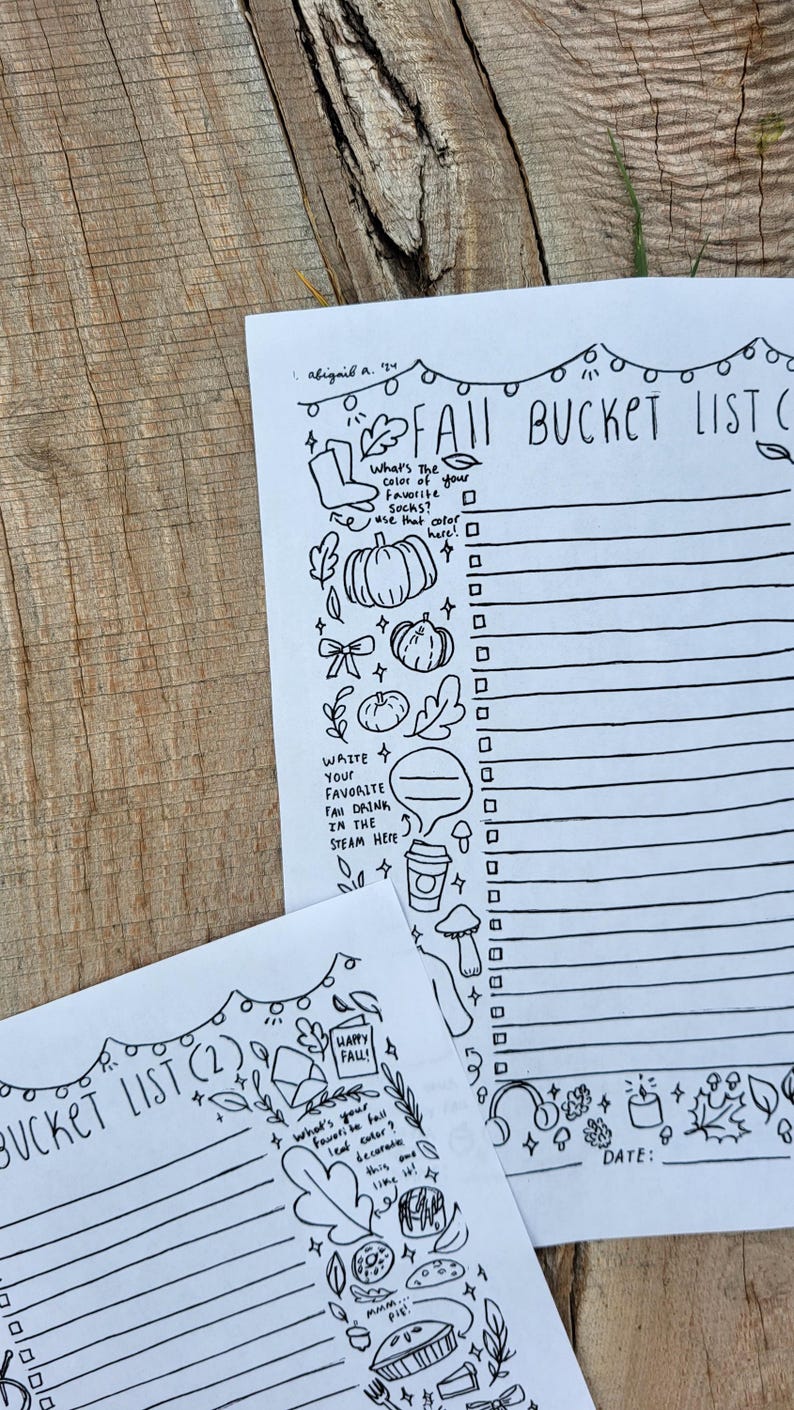 Fall Bucket List*cozy Fall Coloring Page*aesthetic Fall Art*aesthetic ...