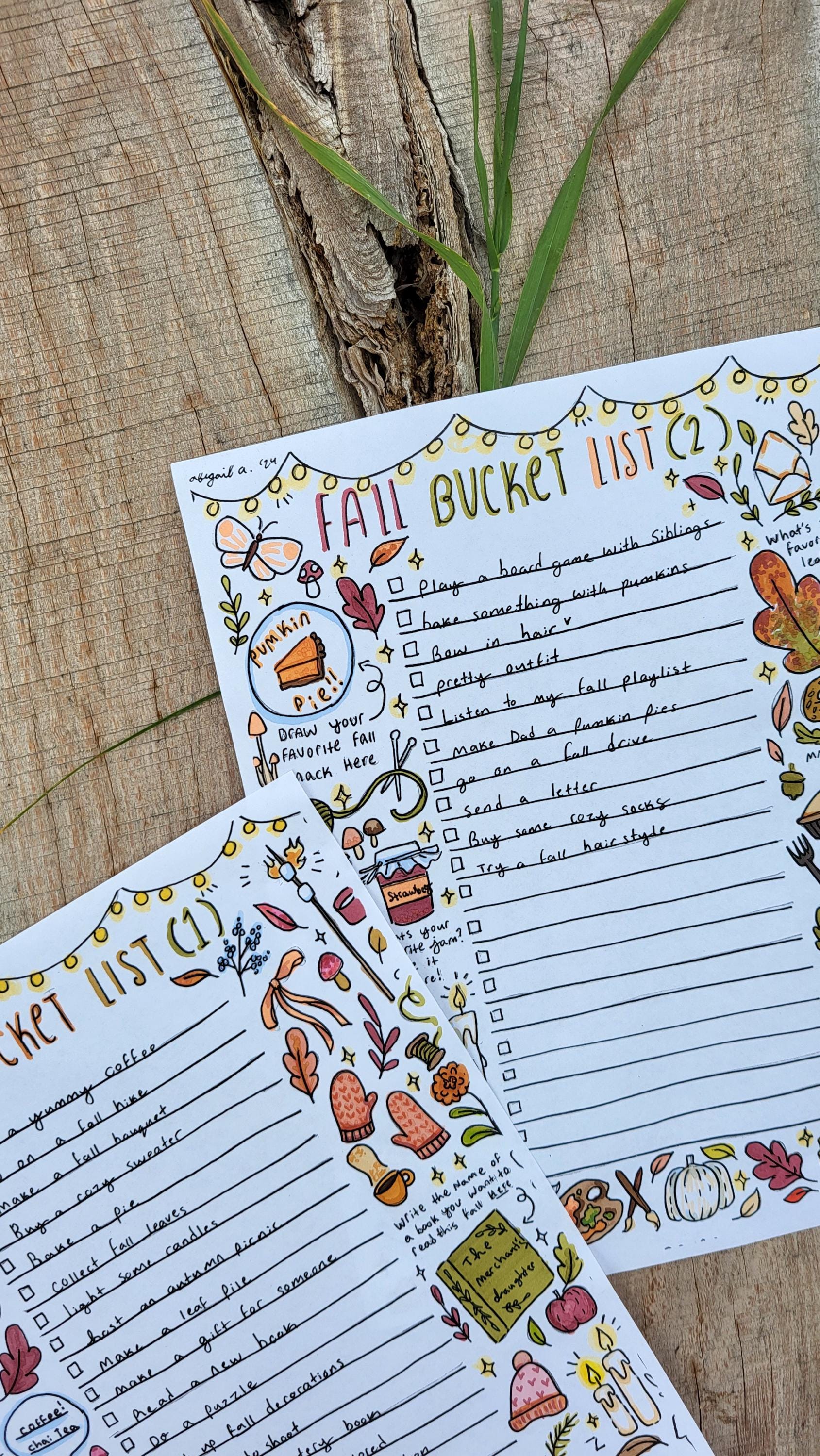 Fall Bucket List*cozy Fall Coloring Page*aesthetic Fall Art*aesthetic ...