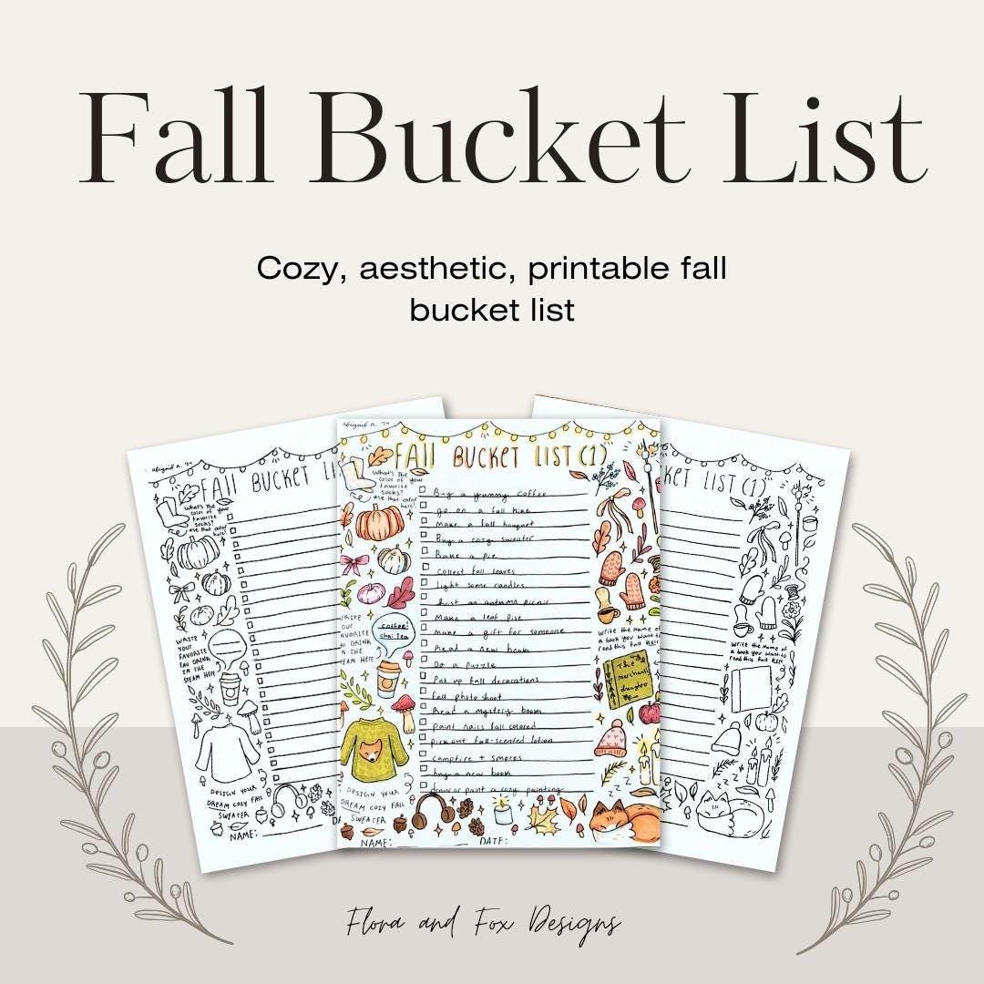 Fall Bucket List*cozy Fall Coloring Page*aesthetic Fall Art*aesthetic ...