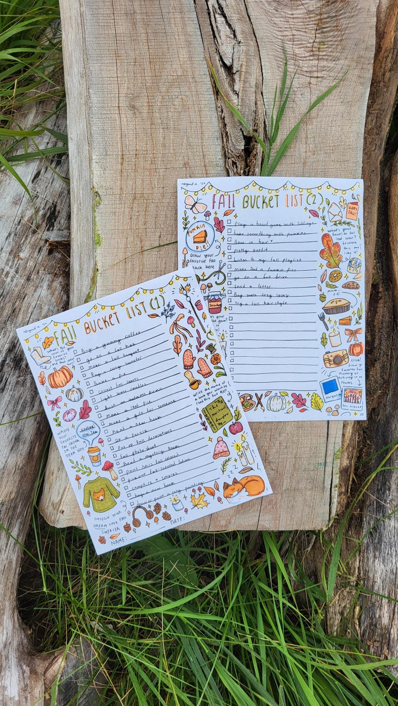 Fall Bucket List*cozy Fall Coloring Page*aesthetic Fall Art*aesthetic ...