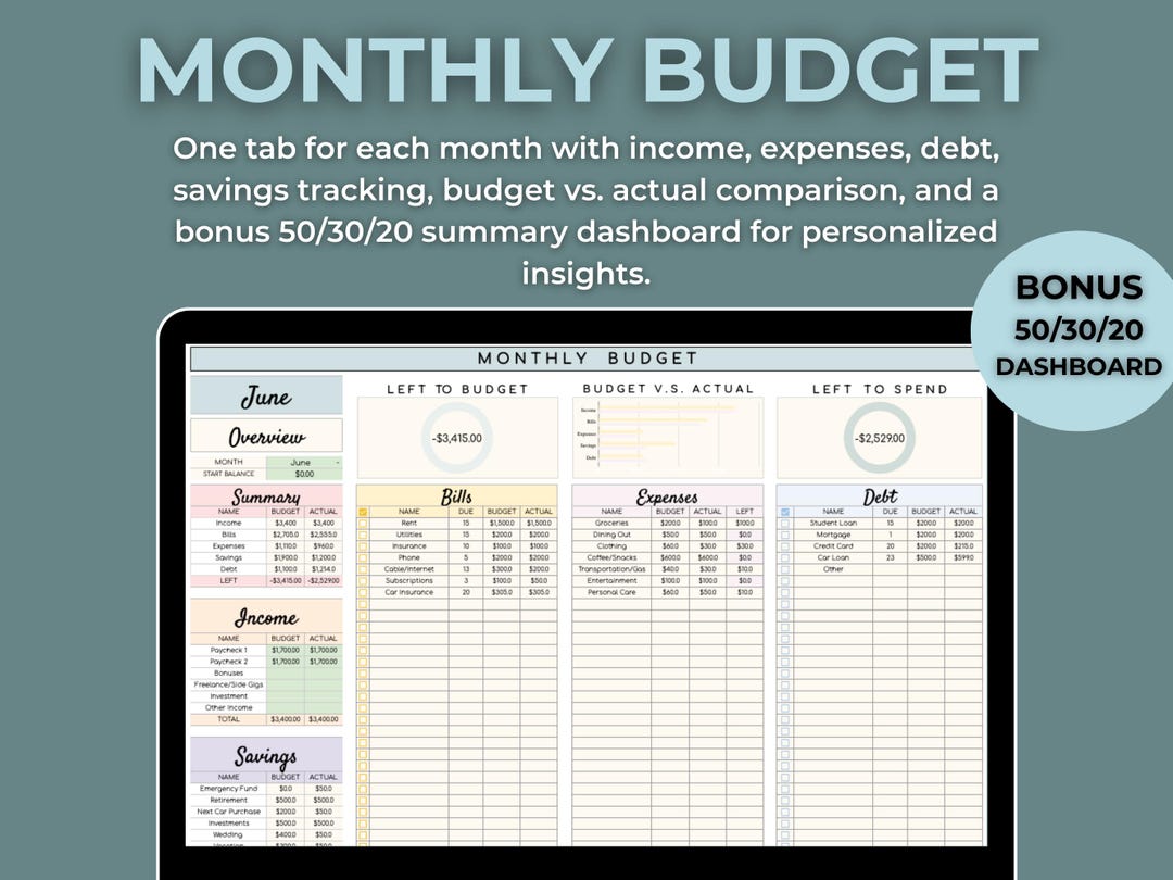 Monthly Budget Spreadsheet Google Sheets Financial Planner Monthly ...