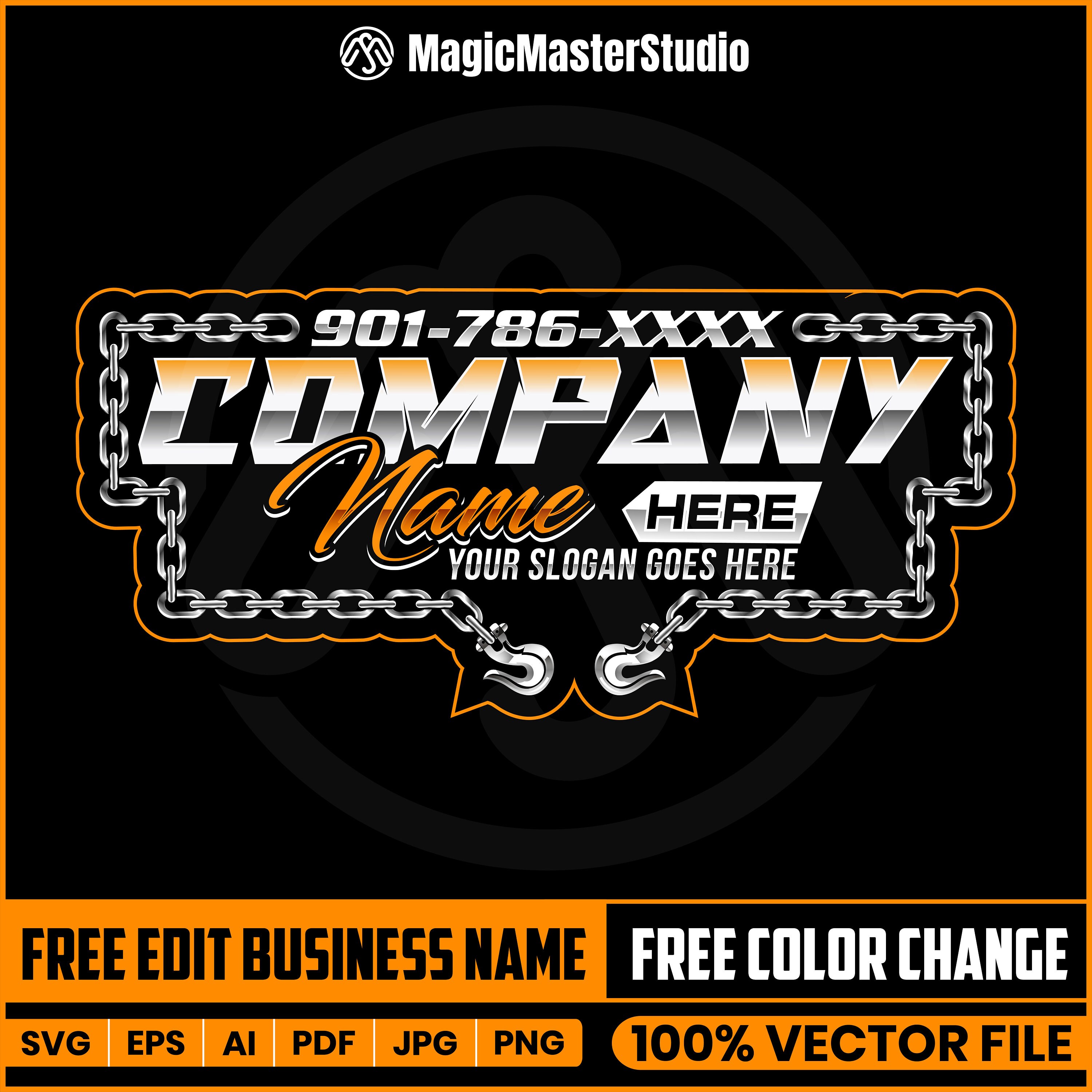 Towing Truck Logo Design, Towing Chain SVG, Towing Logo Template, Tow ...