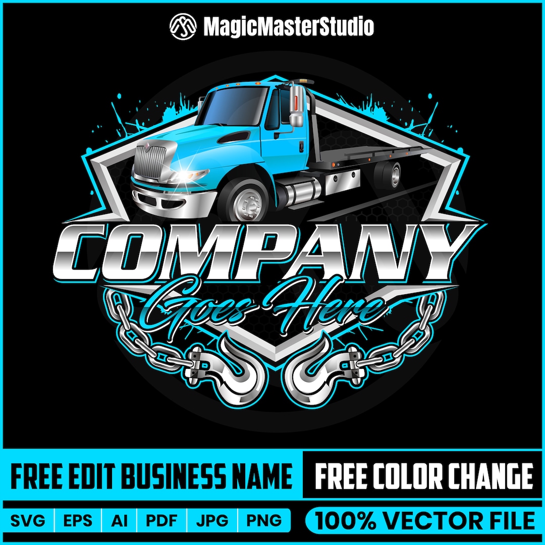 Towing Logo Hook, Towing Service, 3D Tow Trucking Logo Design, Tow ...