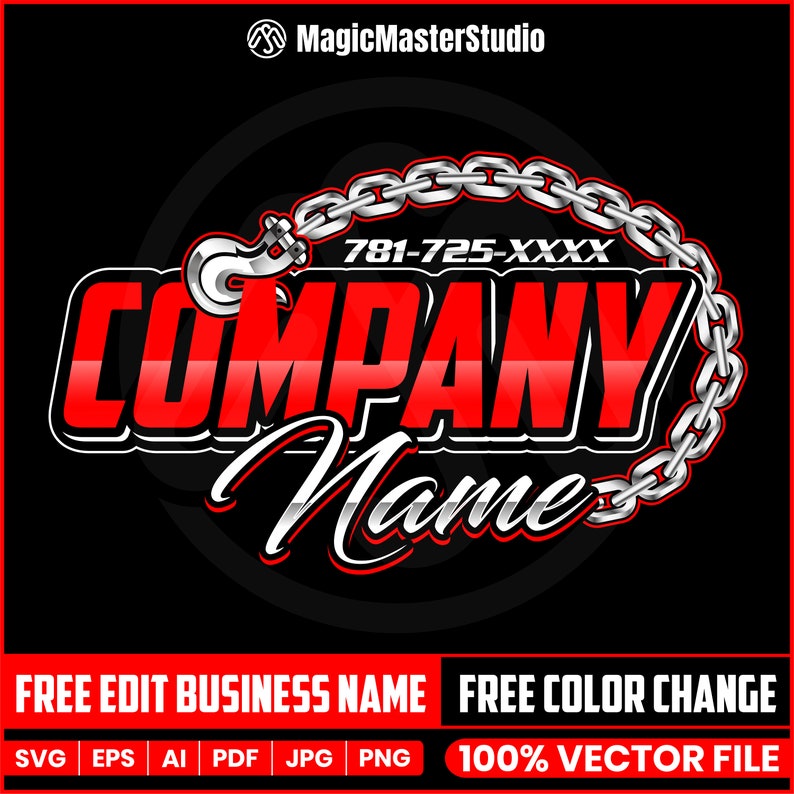 Towing Truck Logo, Roadside Assistance Logo, Towing Chain SVG, Tow ...