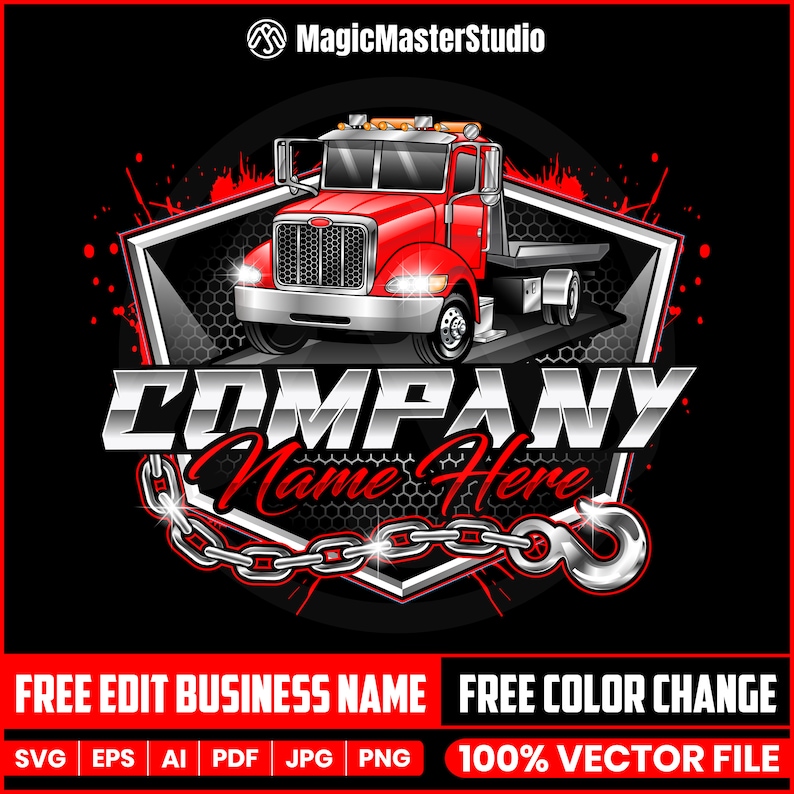 Towing Truck Logo, Roadside Assistance Logo, Towing Chain SVG, Tow ...