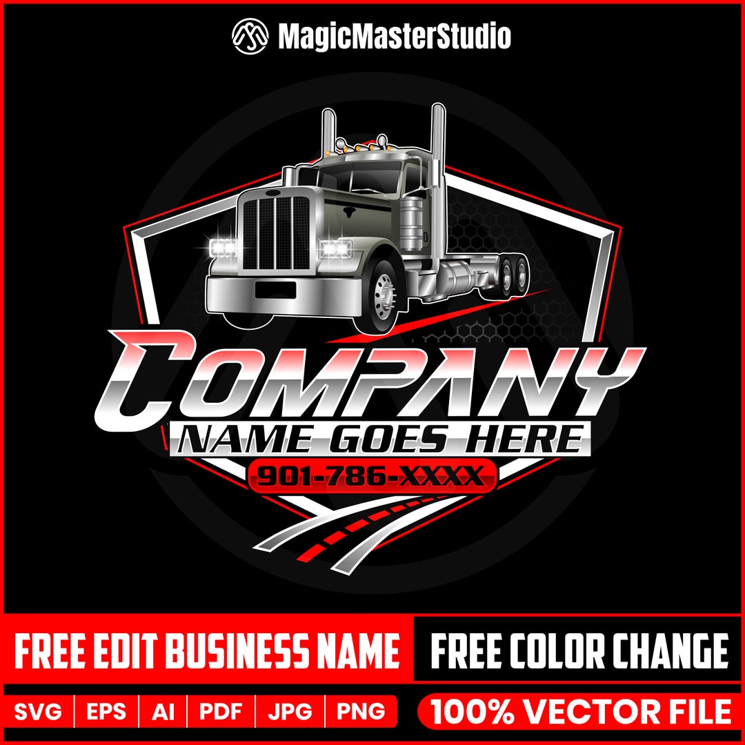 18 Wheeler Logo, Semi Truck Logo, Chrome Truck, Trucking Company Logo ...