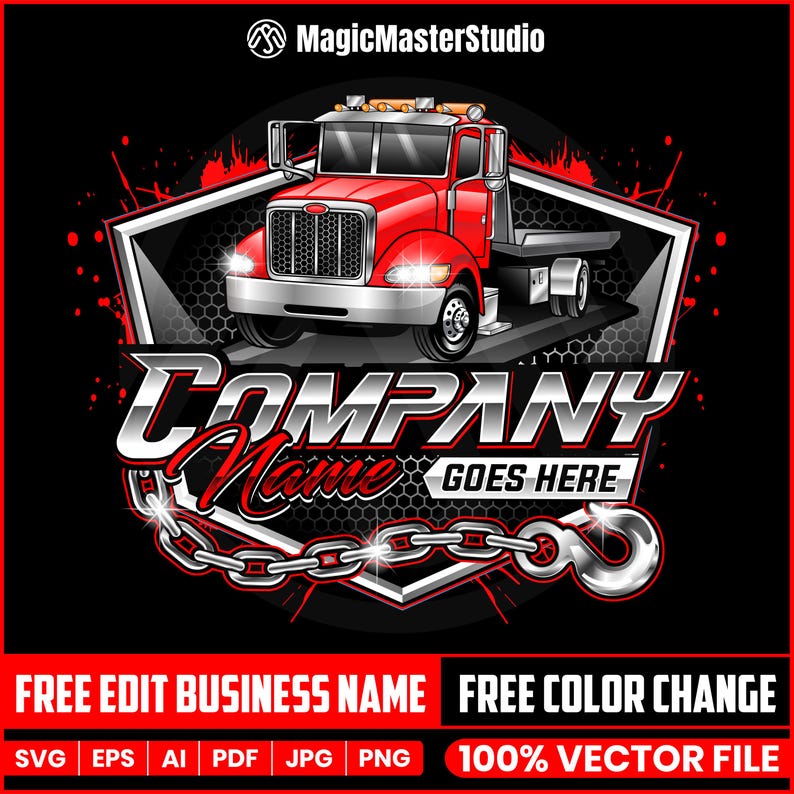 Towing Truck Logo, Roadside Assistance Logo, Towing Chain SVG, Tow ...