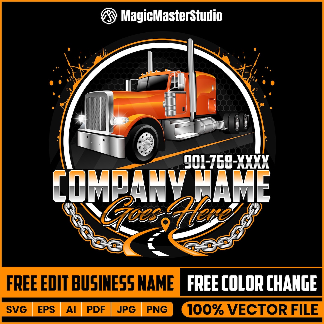 18 Wheeler Logo, Semi Truck Logo, Chrome Truck, Trucking Company Logo ...