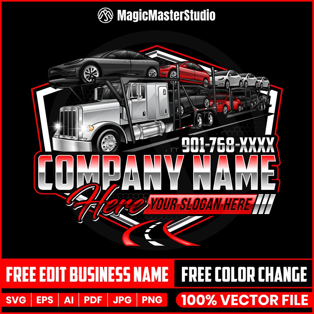 Trucking Logo Design, Car Hauler Logo, Auto Transport Logo, Pickup Logo ...