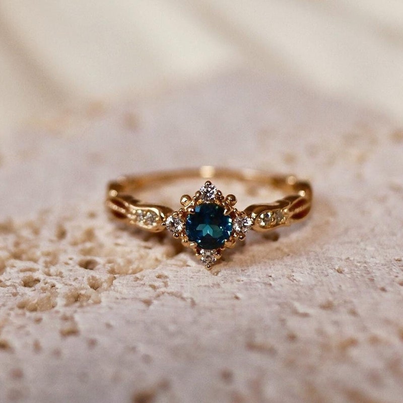 Blue Stone Gold Ring - Etsy