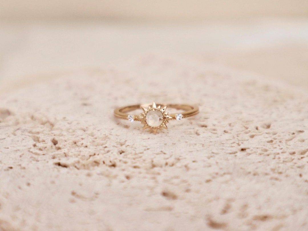Round Crystal Quartz Sun Style Natural Gemstone CZ 14K Rose Gold Plated ...