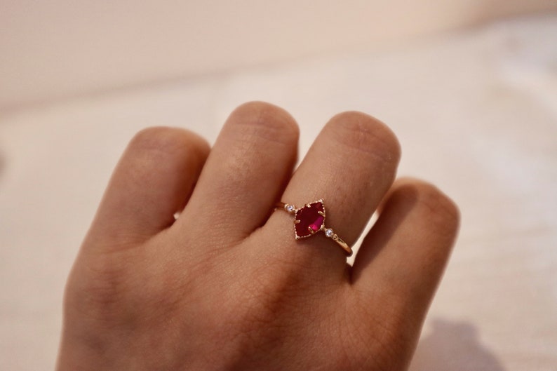 Vintage Style Ruby Marquise Cut 14K Gold Plated Sterling Silver Ring ...