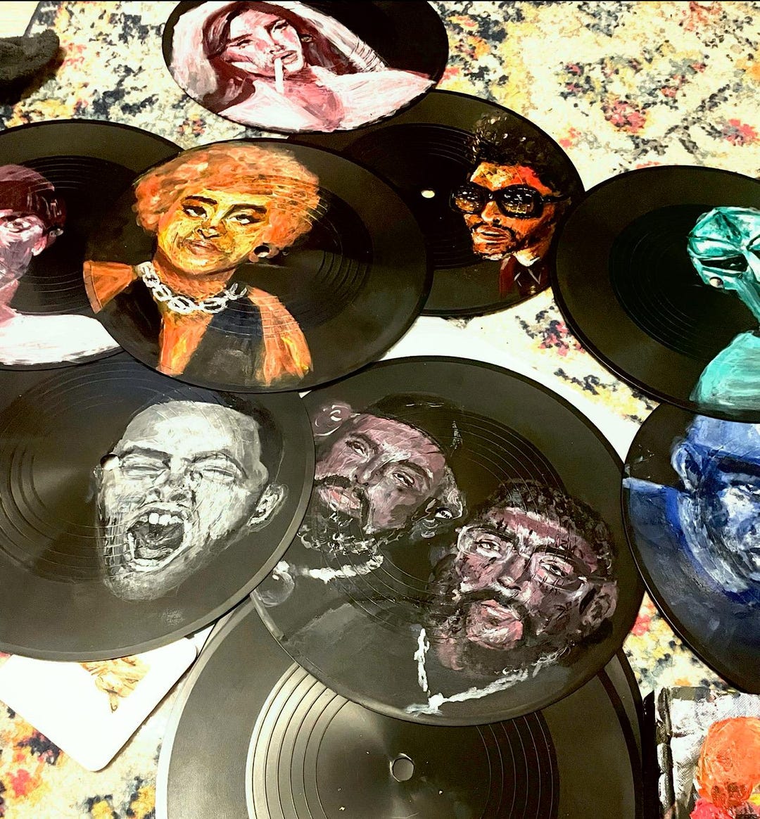 CUSTOM 12” Hand Painted Vinyl Record Portraits - Painting of Music ...