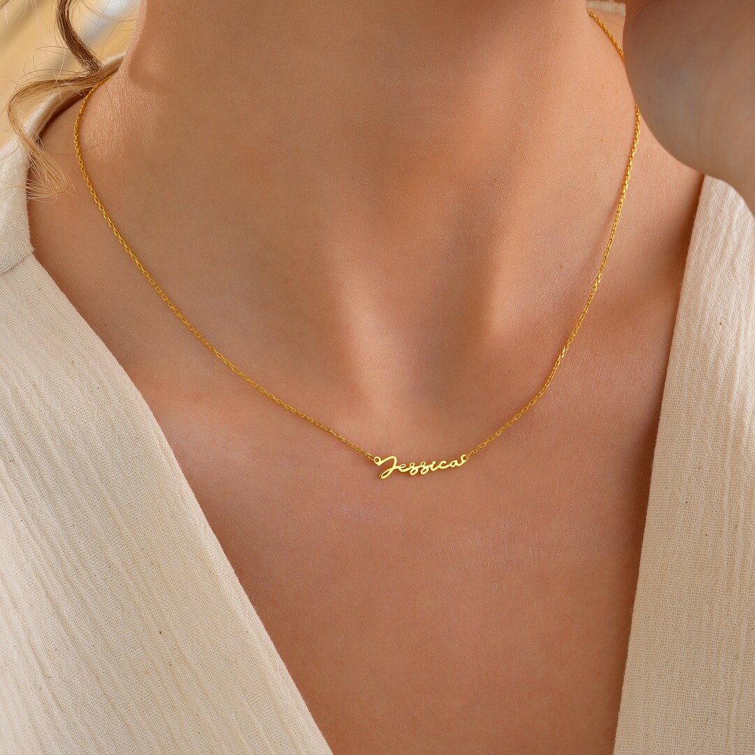 Tiny Name Necklace, Mini Name Necklace, Personalized Monogram Necklace, Minimalist Name Necklace ...
