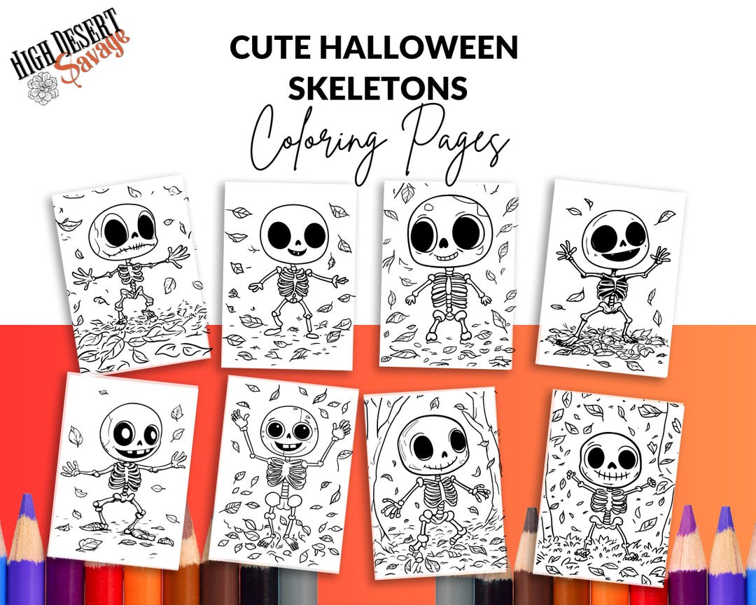 Halloween Skeleton Coloring Pages Download for All Ages - Etsy